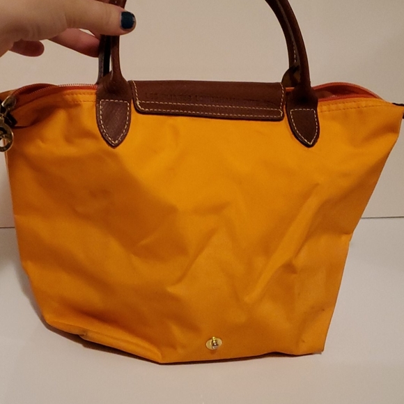 Longchamp | Bags | Longchamp Orange Le Pliage Small Nylon Handbag ...